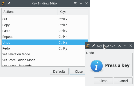 Shortcut editor - TuxGuitar Help