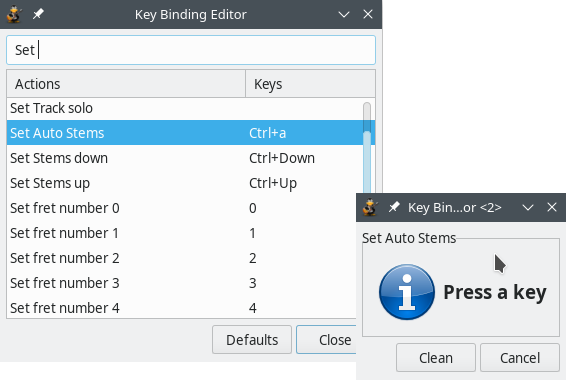 Shortcut editor - TuxGuitar Help