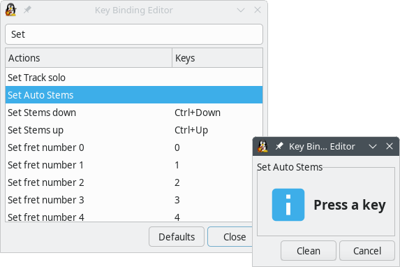 Shortcut editor - TuxGuitar Help