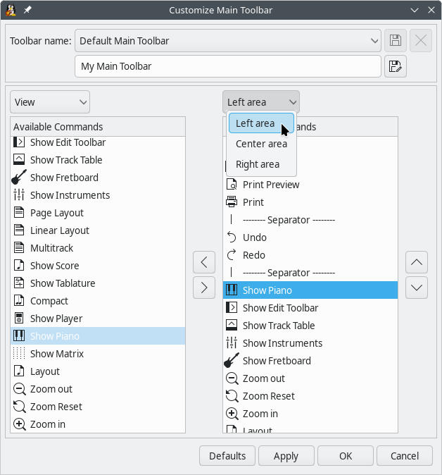 Menus and Toolbars - TuxGuitar Help